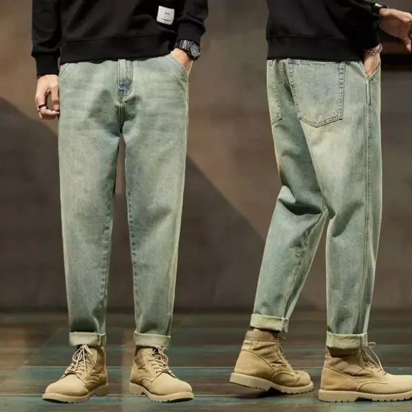 Loose Fit Wide Leg Denim Pants for Men – Versatile and Comfortable - Dazpy