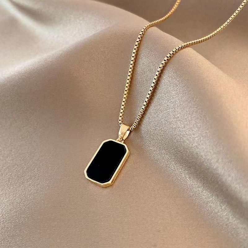 Geometric Gold-Color Square Pendant Necklace - Dazpy